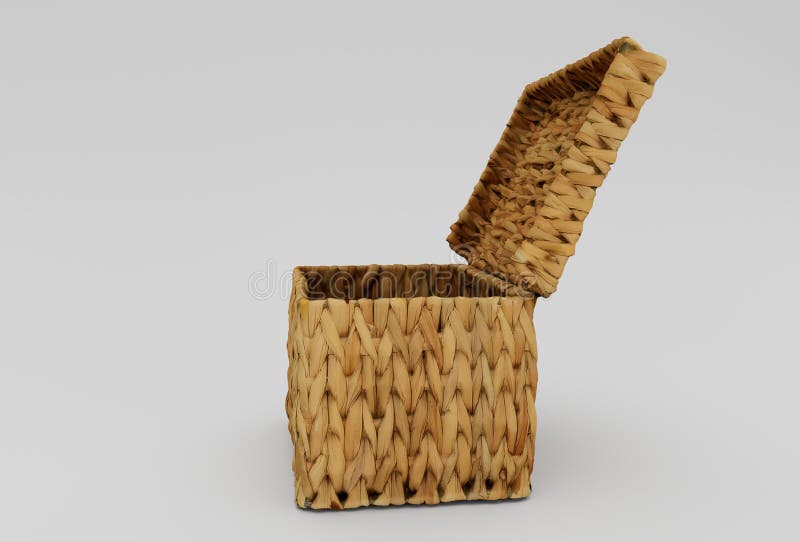 Bamboo Basket Wicker Minimal 3d Rendering on White Background Stock ...