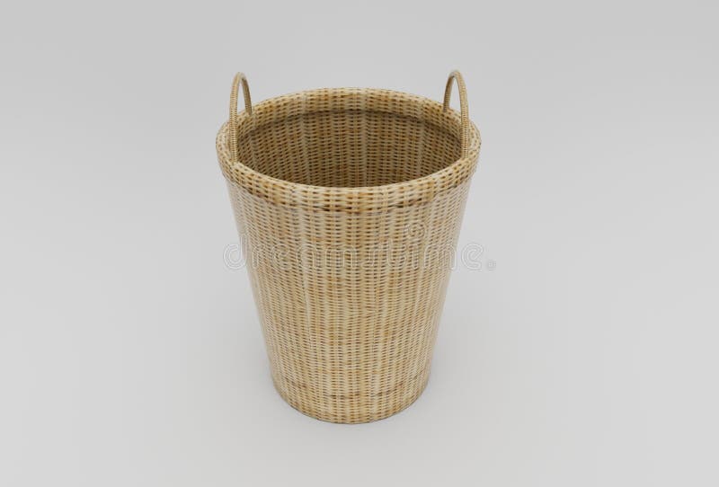 Bamboo Basket Wicker Minimal 3d Rendering on White Background Stock ...