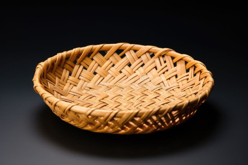 Bamboo Basket for Zaru Soba on Black Background Stock Illustration ...