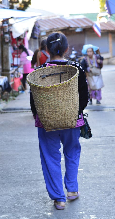 Bamboo Baskets of the Tribe Editorial Stock Image - Image of picking ...