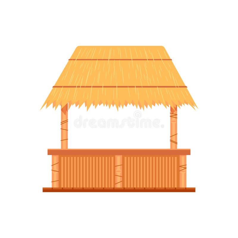 Bamboo Beach Hut Straw Design Wooden Isolated Vector Illustration Stock ...
