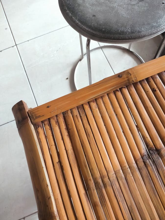 Bamboo Bench on the Lawn Surrounded by Fields. Stock Photo - Image of ...