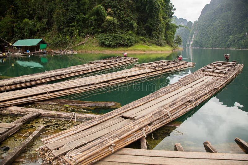 Bamboo boat on the lake stock photo. Image of bridge - 77484288