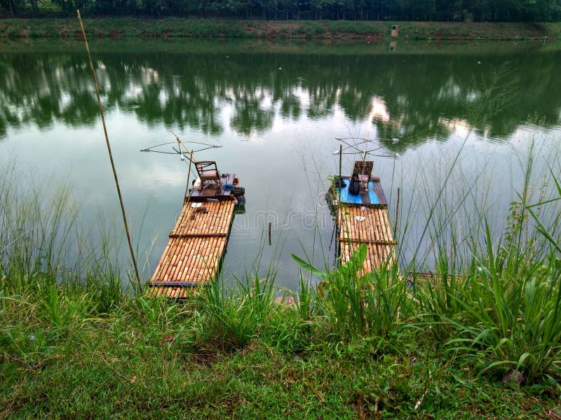 Bamboo boat traditional stock image. Image of waterway - 238098301
