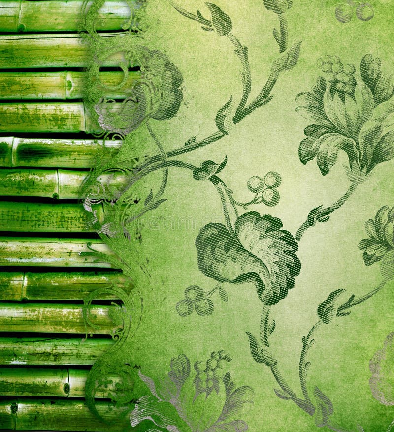 Bamboo Border and Decorative Floral Background Stock Photo - Image of ...