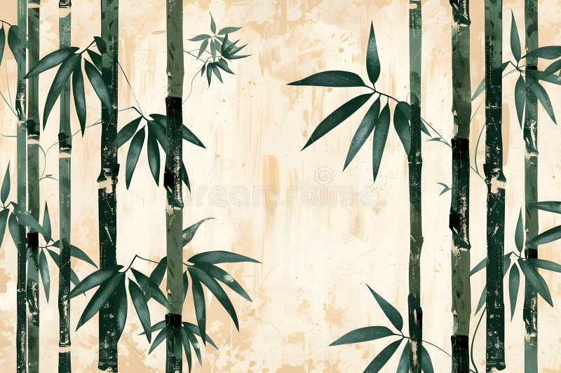 Bamboo Border, Muted Greens, Flat Design Stock Illustration ...