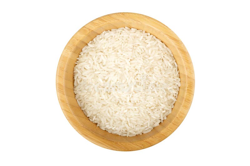 Bamboo Bowl Partially Filled with Raw Rice Stock Image - Image of ...