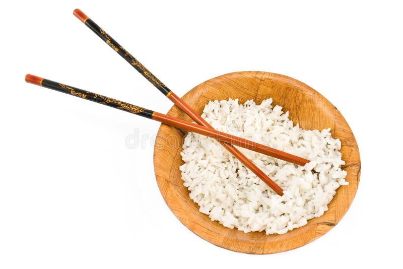 Bamboo Bowl with Rice and Chopsticks Stock Image - Image of cuisine ...