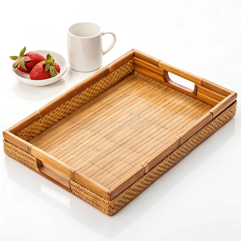 Bamboo Breakfast Tray on White Background Stock Illustration ...