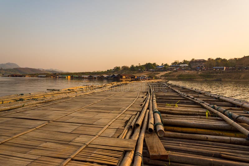 The bamboo bridge stock photo. Image of river, blue, clouds - 59355250