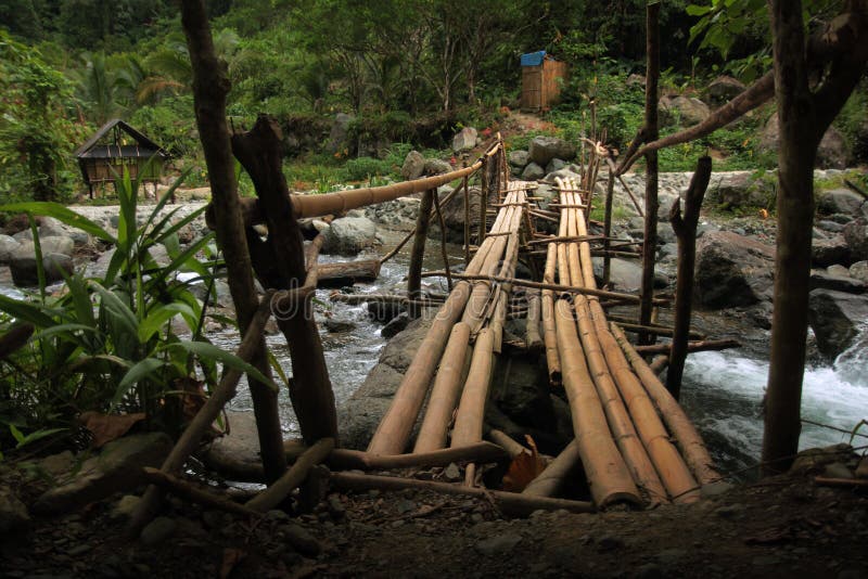 Bamboo Bridge stock image. Image of trek, explore, stream - 57083731