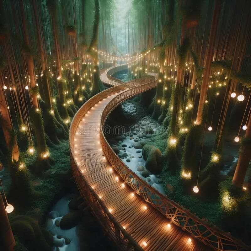 A Bamboo Bridge Canopy, Ai Generated Image Stock Illustration ...