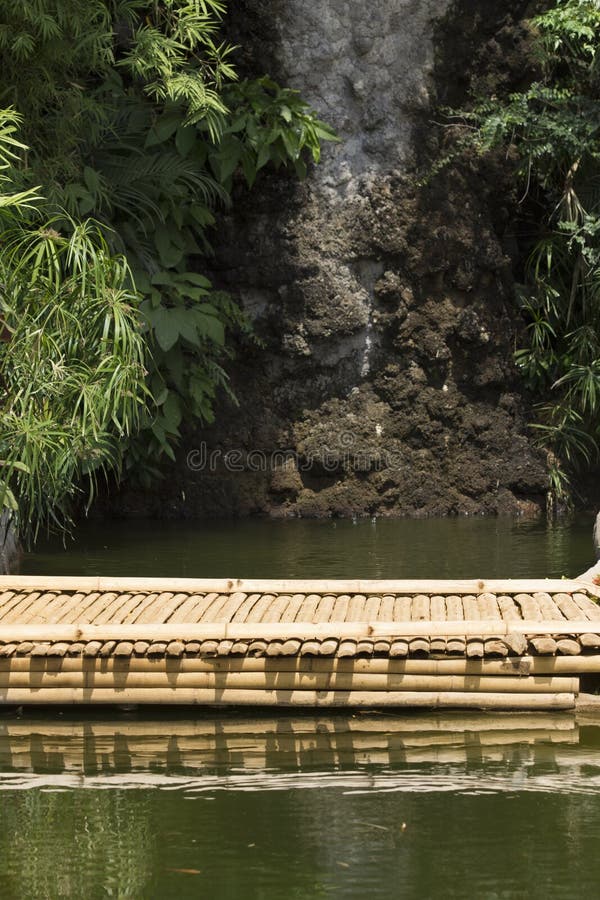Bamboo bridge in garden stock image. Image of shack, destination - 31419665