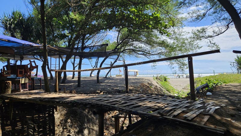 Bamboo Bridge by the Seaside Stock Photo - Image of river, tropical ...