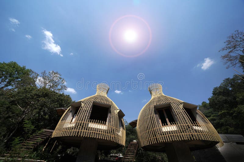 Bamboo Building Architecture Resort Style in Nature Background. Stock ...
