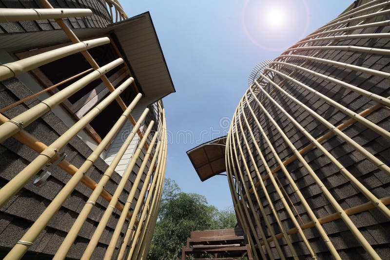 Bamboo Building Architecture Resort Style in Nature Background. Stock ...