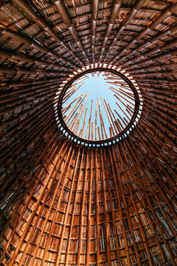 Bamboo Building Structure with Skylight Ceiling Editorial Stock Image ...