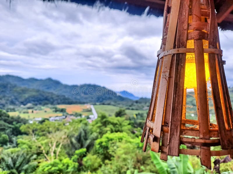 Bamboo Chandelier on the Terrace of the House on the Hill Stock Photo ...
