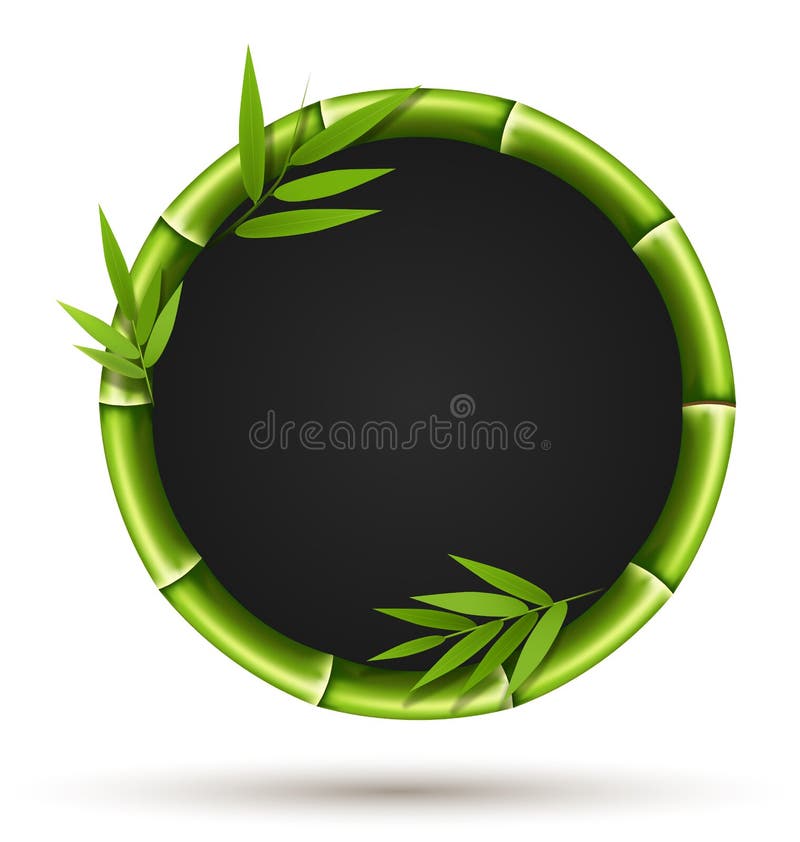 Bamboo Circle Frame with Leafs Isolated on White Stock Vector ...