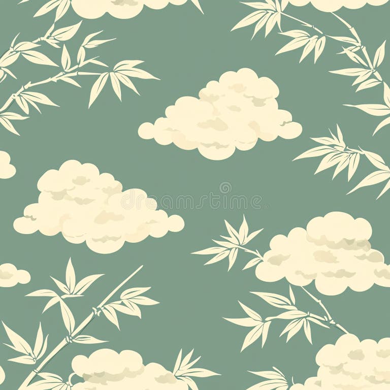 Bamboo Cloud Repeating Pattern Background Stock Illustration ...