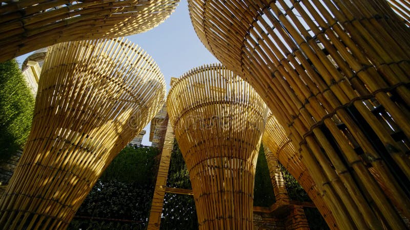 Bamboo Columns in Dubai Miracle Park. UAE. Editorial Stock Image ...