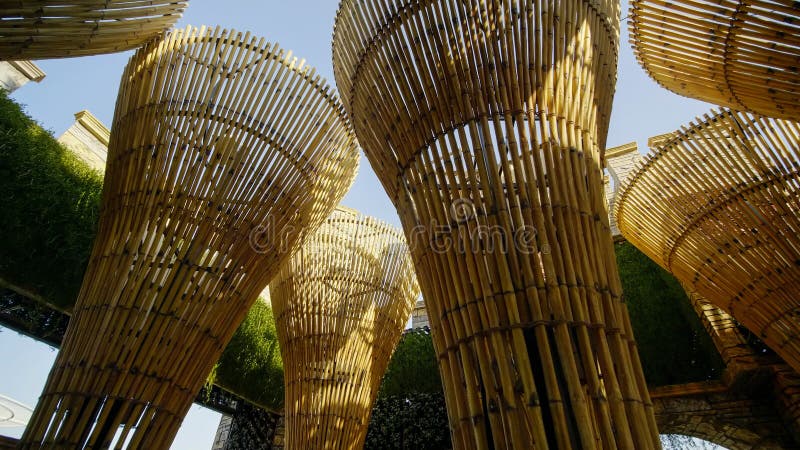 Bamboo Columns in Dubai Miracle Park. UAE. Editorial Photography ...