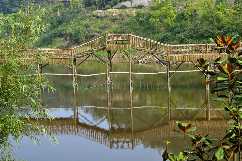 Bamboo corridor on water stock photo. Image of color - 42065090