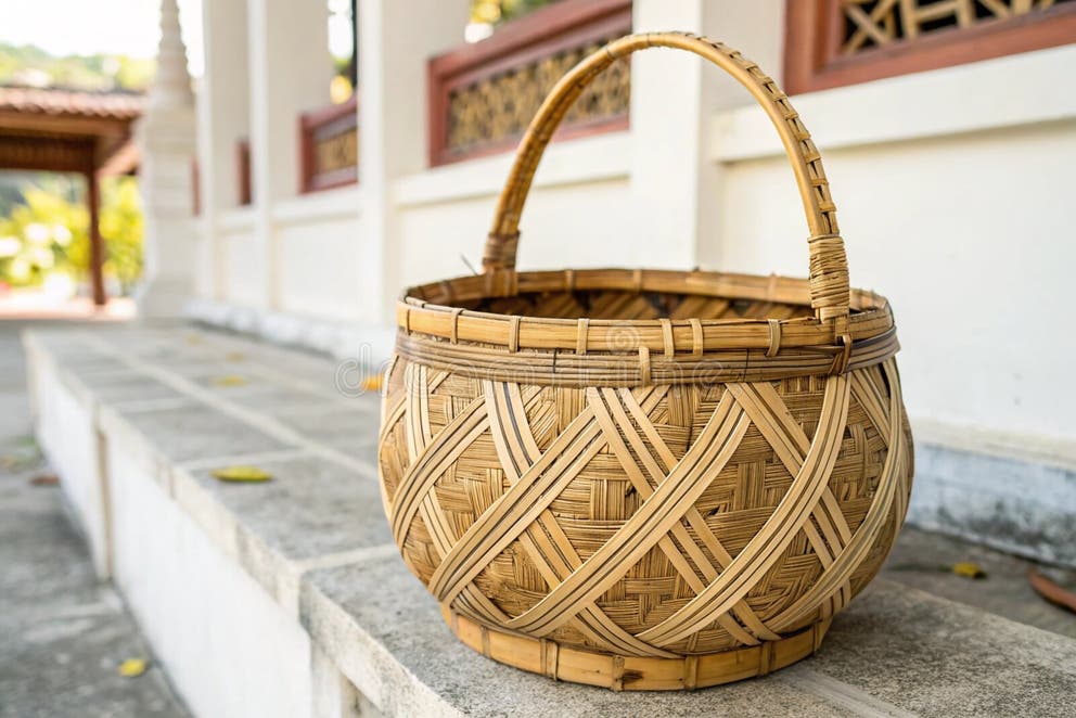 Bamboo Craft Thai Basket stock illustration. Illustration of bamboo ...