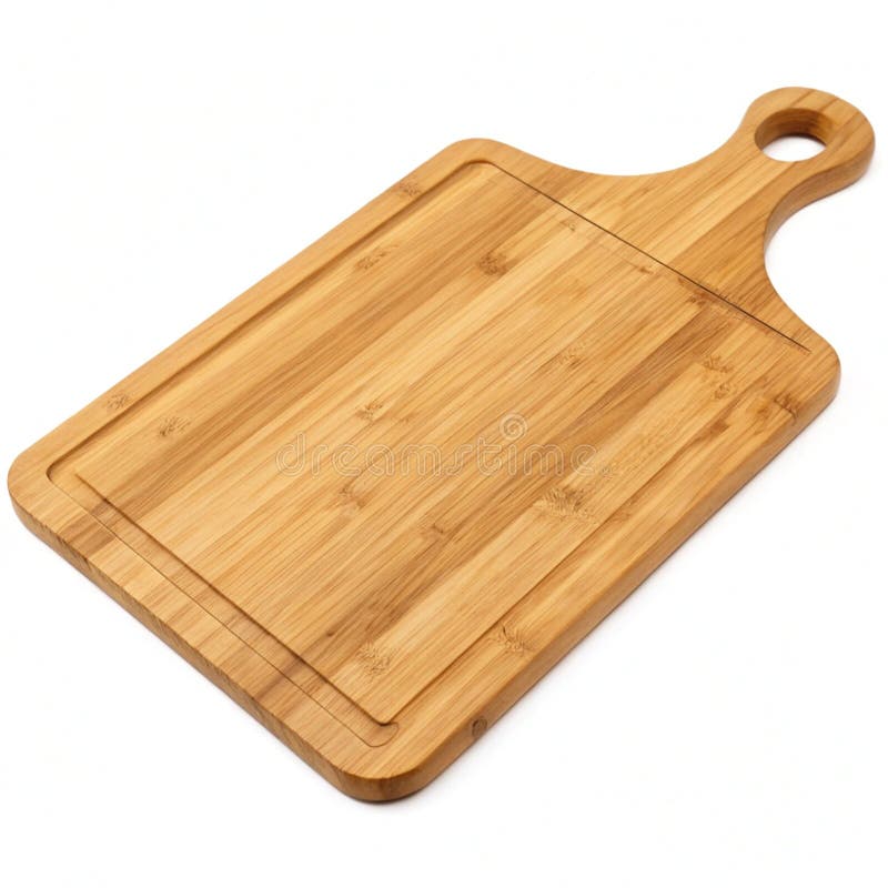 Bamboo Cutting Board with Rounded Edges and Handle Stock Illustration ...