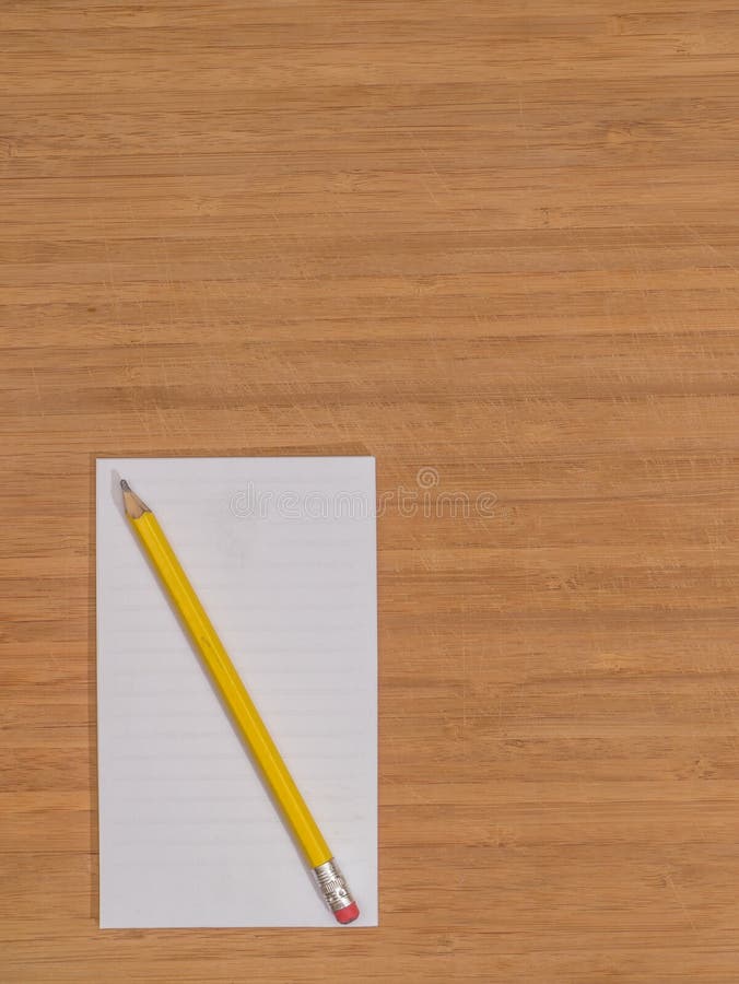 Bamboo Desk, Notepad, Pencil, Empty Stock Photo - Image of sharp ...