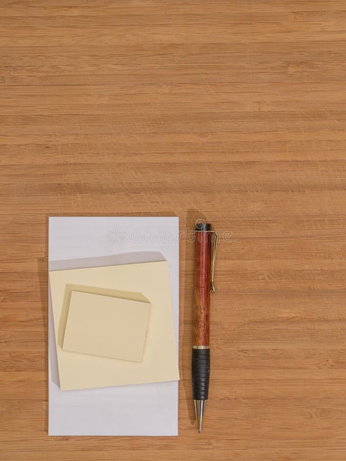 Bamboo Desk, Pen, White Pad, Paper Stock Photo - Image of clean ...