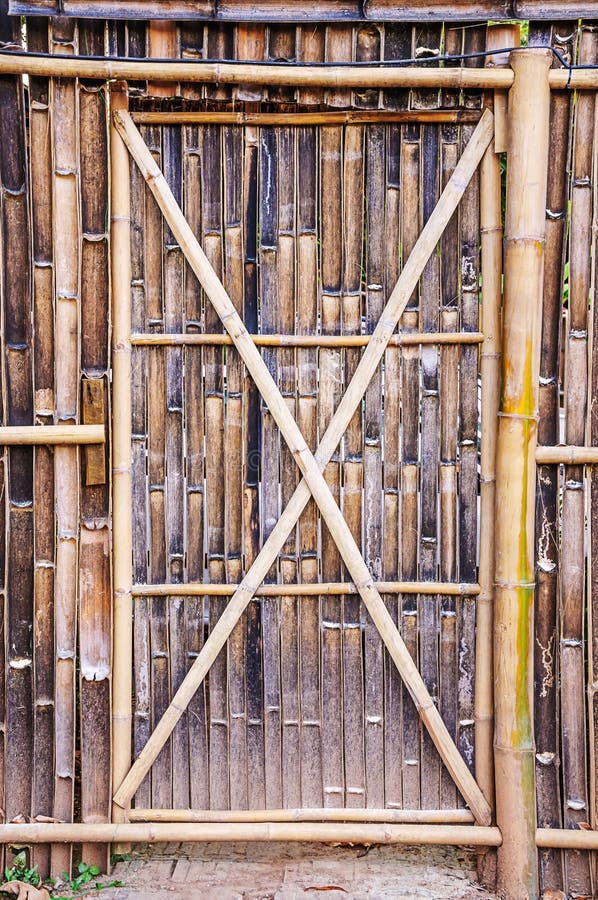 Open Closed Bamboo Door Background Stock Photo - Image of sticks, lock ...