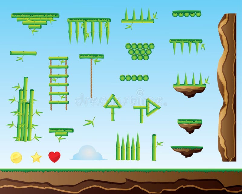 Bamboo Elements for 2d Games Stock Vector - Illustration of garden ...