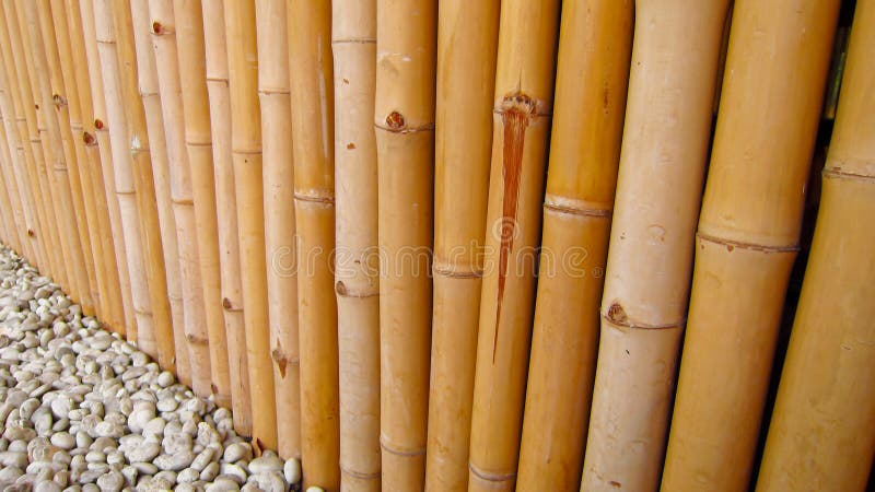 Bamboo Fence with Stones Perspective Stock Image - Image of straight ...