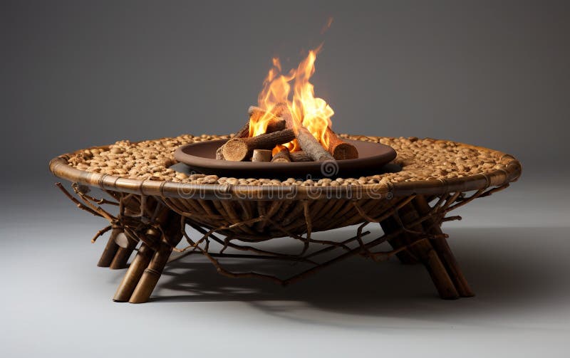 Bamboo Fire Pit Table on a Background with Transparency Generative Ai ...
