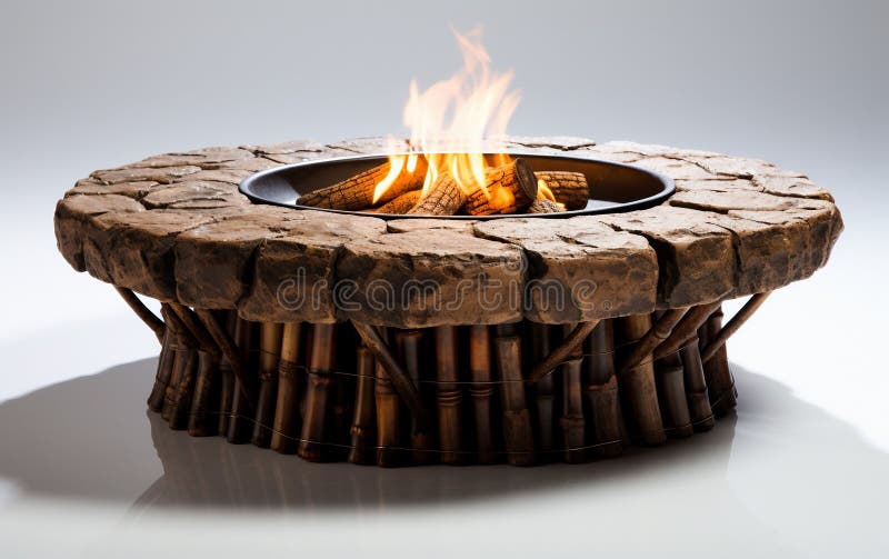 Bamboo Fire Pit Table with Transparency Generative Ai Stock ...