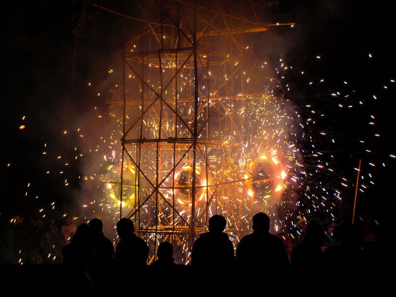 Fireworks Made of Bamboo Structures is Typical Part of Celebrations in ...