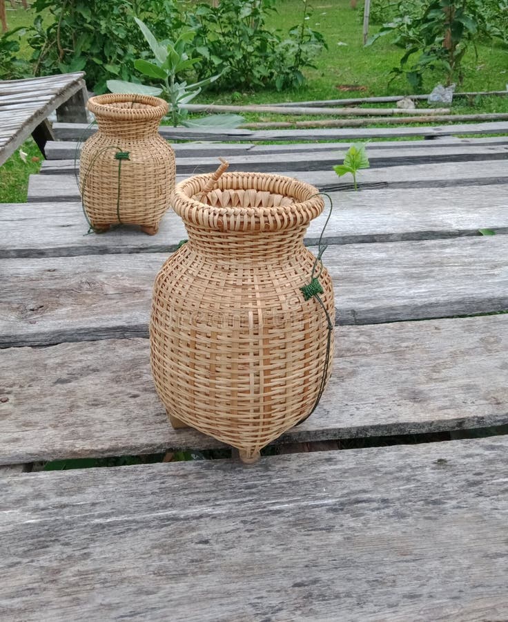 Bamboo Fishing Basket,Mekong River Stock Image - Image of basket ...
