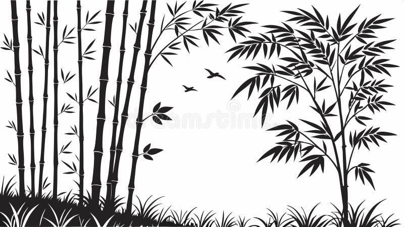 Bamboo Forest Corner Scene, Nature Landscape Element Vector Design ...