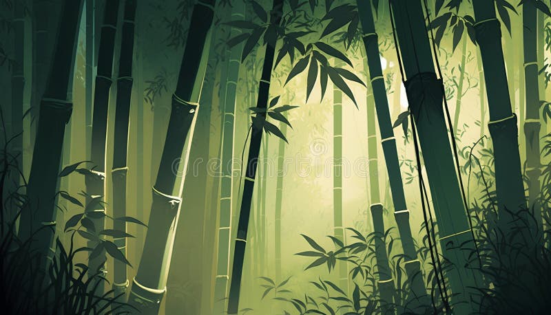 Bamboo Forest in the Jungle. Nature Background. Vector Illustration ...