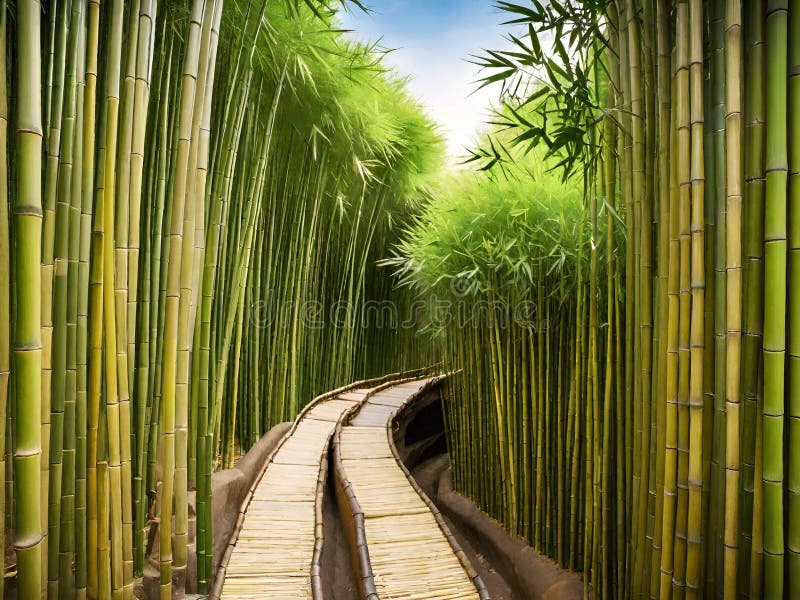 Bamboo Forest in the Morning Stock Illustration - Illustration of ...