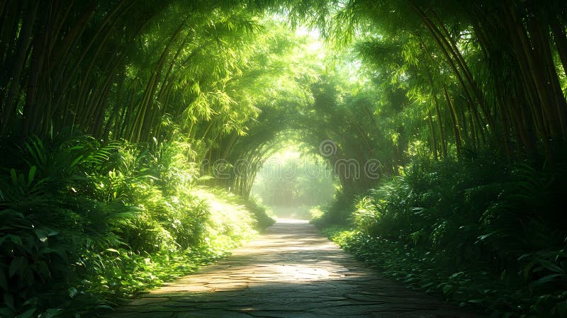 Bamboo Forest Path - Realistic 3D Illustration Stock Illustration ...