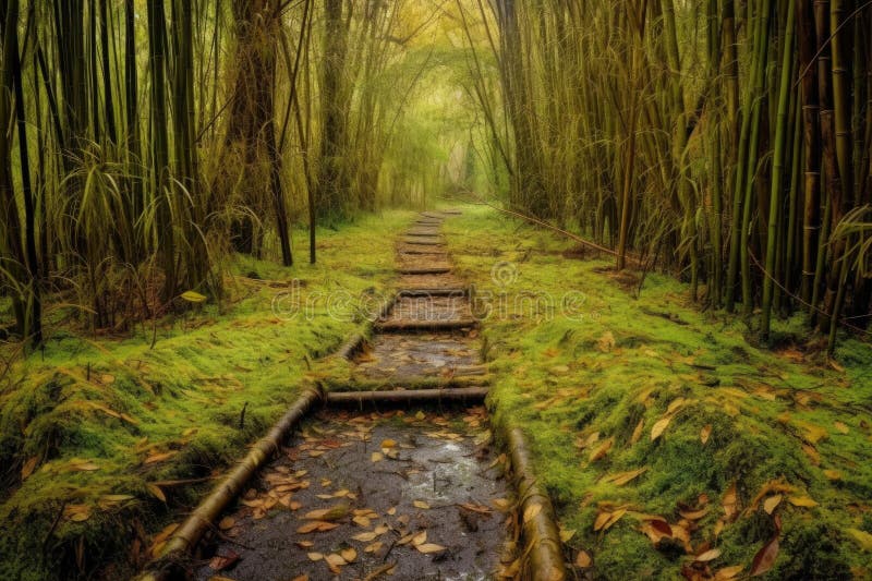 Pathway through the Bamboo Forest in Bamboo Forest. 3d Rendering AI ...