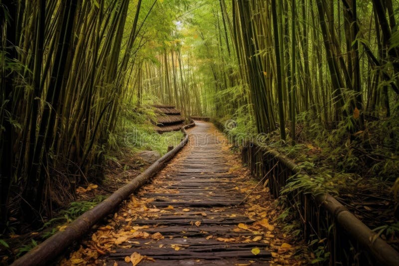 Pathway through the Bamboo Forest in Bamboo Forest. 3d Rendering AI ...