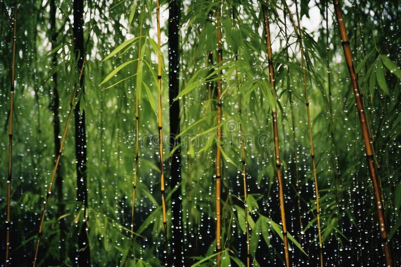 Bamboo Forest with Rain Drops, Bamboo Forest with Raindrops Stock ...