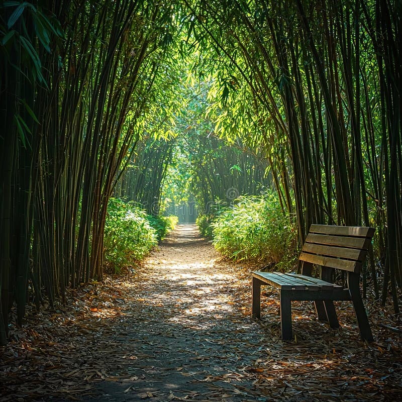 Bamboo Forest Trail Thailand Landscape View Stock Illustration ...