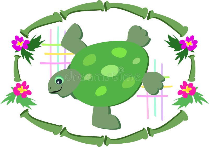 Bamboo Frame Green Sea Turtle Stock Illustrations – 1 Bamboo Frame ...
