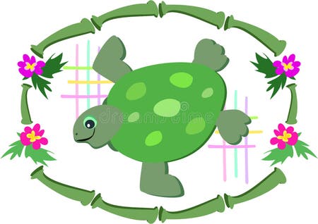 Bamboo Frame Green Sea Turtle Stock Illustrations – 1 Bamboo Frame ...