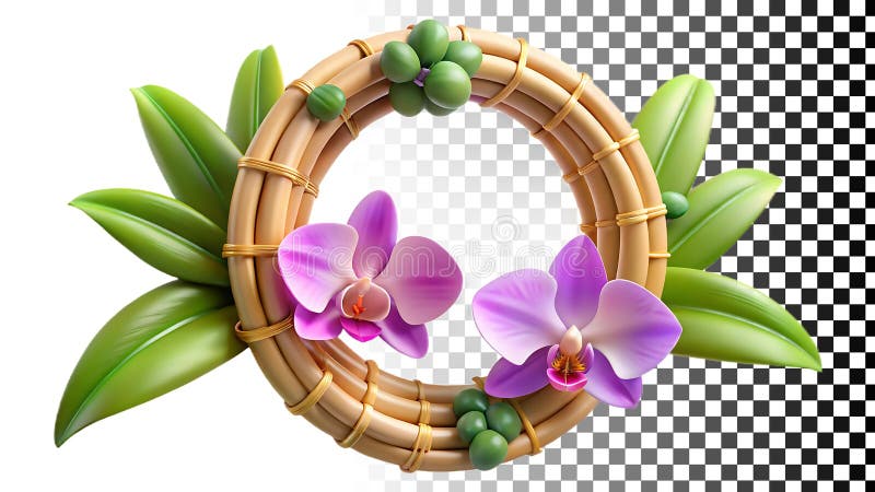 Bamboo Frame with Orchid, Asian Style Border, Zen Design Element Png ...