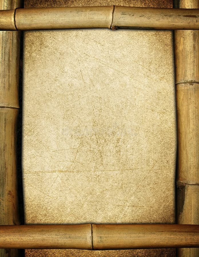 Bamboo Frame with Vintage Paper Stock Illustration - Illustration of ...